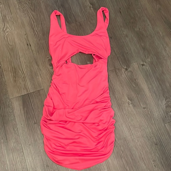 Dresses | Hot Pink Ruched Cutout Mini Dress | Poshmark